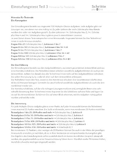 Schritte plus Neu | Unterrichten | Einstufungstest